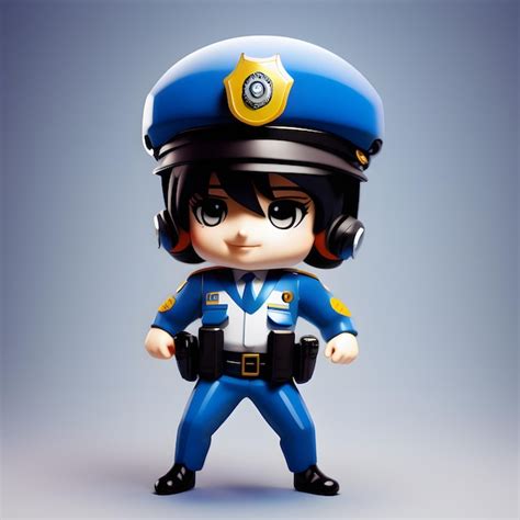 Premium Ai Image 3d Cute Police Chibi Figure