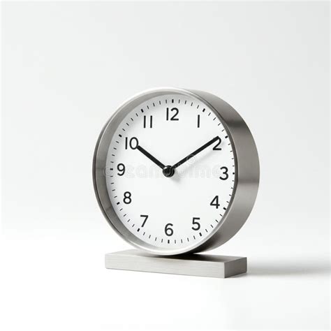 A Simple Modern Analog Clock With A Circular Face And Metallic Casing