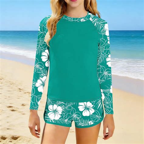 Cyrboko Girls Rashguard Sets Quick Dry Summer 2 Pieces Long Sleeve
