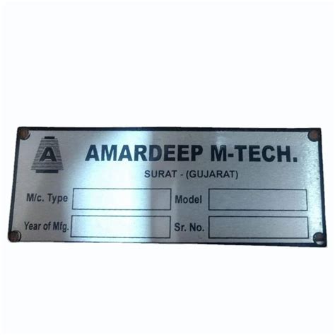 White Base Aluminium Tp Name Plate For Identification 1mm At ₹ 5