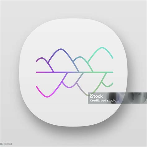 음악 주파수 수준 앱 아이콘입니다 Ui Ux 사용자 인터페이스 진동 소음 레벨 곡선 음파 파형 디지털 음파 사운드 트랙 리듬 웹 모바일 응용 프로그램 벡터 절연 그림 곡선에