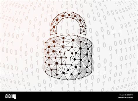 Lock 3d Low Poly Symbol With Binary Code Background Antivirus Design