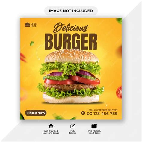Premium Psd Delicious Burger Restaurant Food Menu Social Media Template