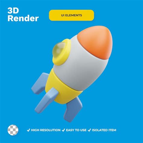 Premium PSD Rocket Ui Elements In 3d Render