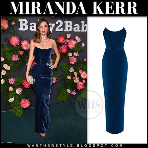 Miranda Kerr In Navy Velvet Corset Dress And Silver Sandals On November