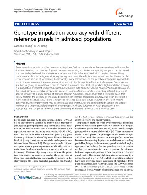 pdf genotype imputation accuracy with different reference panels in