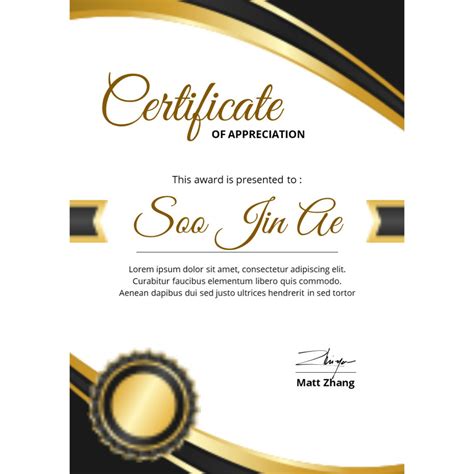 Certificate Sijil Template Potrait [editable] Black Gold Elegant Luxury Certificate Shopee