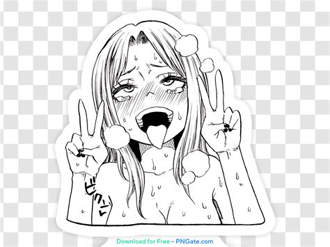 Ahegao Face Drawn With Pencil Anime Sticker Free Png Pngate