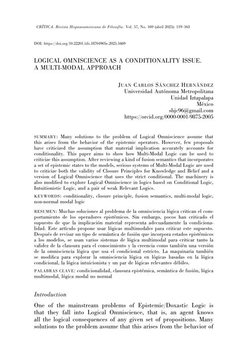 Pdf Logical Omniscience As A Conditionality Issue A Multi Modal Approach