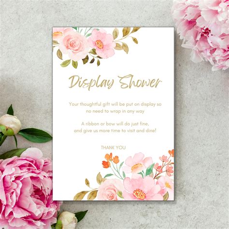 Display Shower Insert Printable Bridal Shower Display Card Etsy