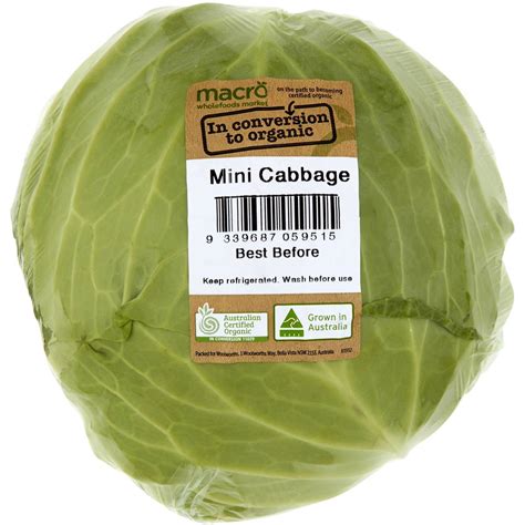 Macro Mini Cabbage Organic In Conversion Each Woolworths