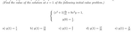 Solved Find The Value Of The Solution At X Of The Chegg Com