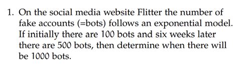 Solved 1 On The Social Media Website Flitter The Number Of