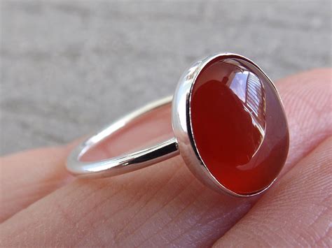 Carnelian Ring Gemstone Ring Large Carnelian By Fullmoonjewellery