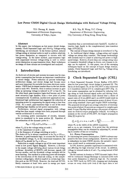 Pdf Low Power Cmos Digital Circuit Design Methodologies With Reduced Voltage Swing Dokumen Tips