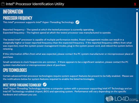 Intel Processor Identification Utility Screenshots