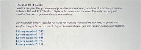 Solved Question 08 4 Points Write A Program That Generates