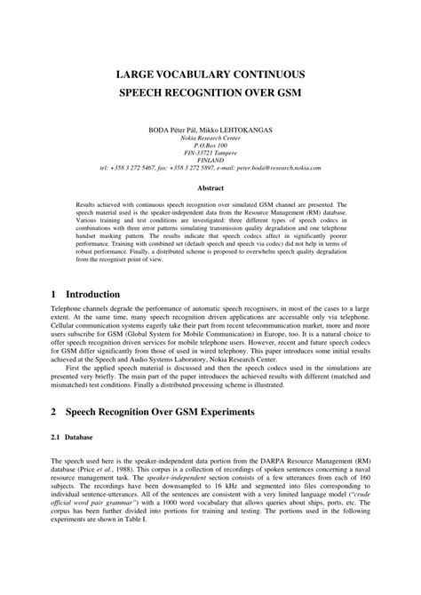 Pdf Large Vocabulary Continuous Speech Recognition Over Gsm