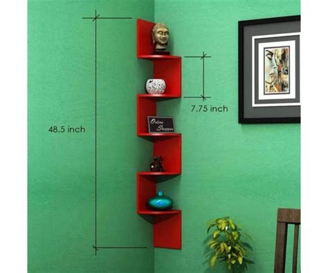 Buy Wooden Fancy Zigzag Wall Mount Floating Corner Wall Shelf Online
