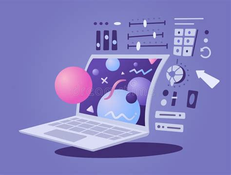 Vector Illustration Of Laptop Design 3d Modeling Programming Stock Vector Illustration Of