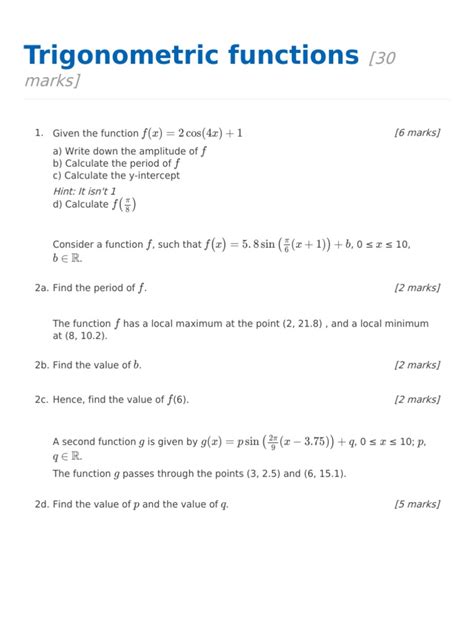 Trigonometric Functions Pdf Mathematical Analysis Combinatorics