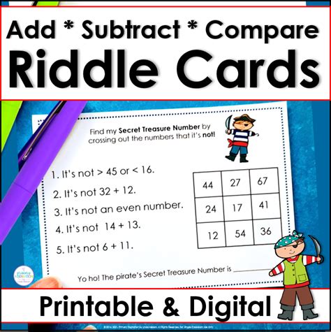 Addition Subtraction And Place Value Activities Math Challenge And Enrichment Riddles Made By