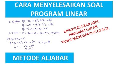 Contoh Soal Program Linier Metode Simpleks Variabel Contoh Soal Cerita Metode Simplex