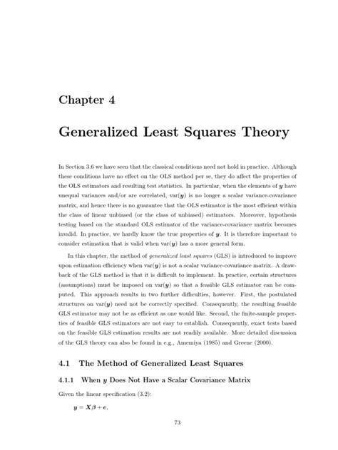 Generalized Least Squares Theory Pdf Ordinary Least Squares Heteroscedasticity