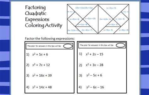 13 Fabulous Activities That Focus On Factoring Quadratics Teaching Expertise