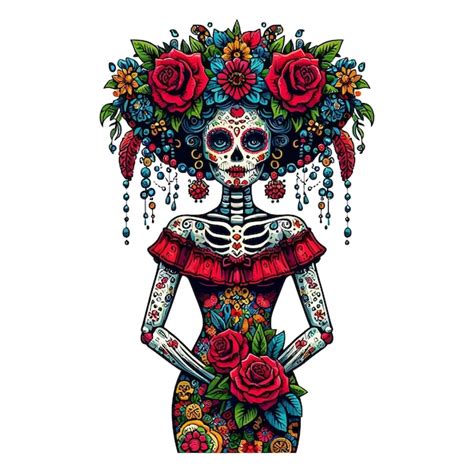 Vector Clipart Of A Catrina In Day Of The Dead Style With Clean White