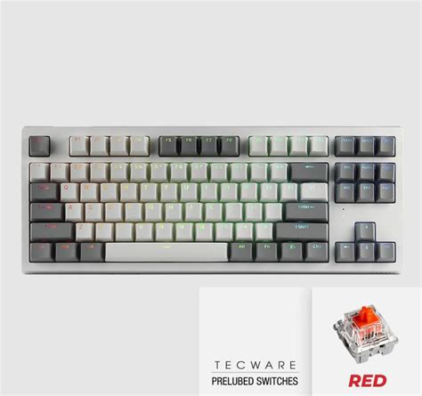 TECWARE PHANTOM 87 ELITE TKL RGB MECHANICAL GAMING KEYBOARD WHITE 3 MODES WIRED WIRELESS