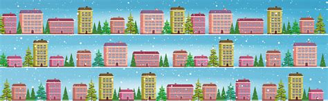 겨울 시즌 눈 덮인 마을 거리 메리 크리스마스 새해 복 년 포스터 휴일 축 하 기념 개념 인사말 카드 도시 풍경 강설 배경 수평에 귀여운 집 을 설정 12월에 대한 스톡