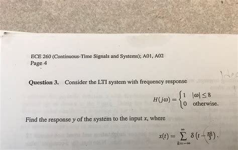 Solved Ece 260 Continuous Time Signals And Systems A01