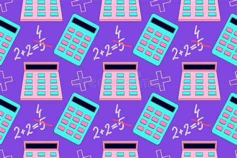 Colorful Calculator And Math Pattern For School Stock Illustration Colorful Calculator And Math Pattern For School Stock Illustration