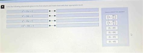 Solved 7 Solve The Following Polynomials Given In The First Column And Match Them With Their