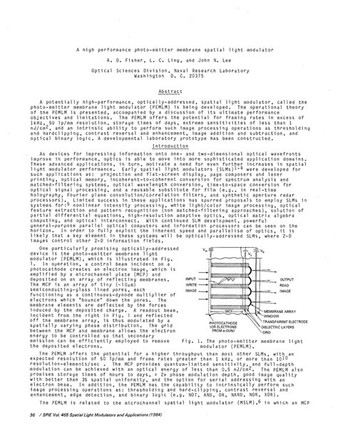 Pdf A High Performance Photo Emitter Membrane Spatial Light Modulator