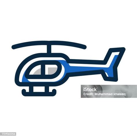 경찰 헬리콥터 벡터 굵은 선은 개인 및 상업적 사용을 위해 어두운 색상 아이콘을 채웠습니다 0명에 대한 스톡 벡터 아트 및 기타 이미지 Istock