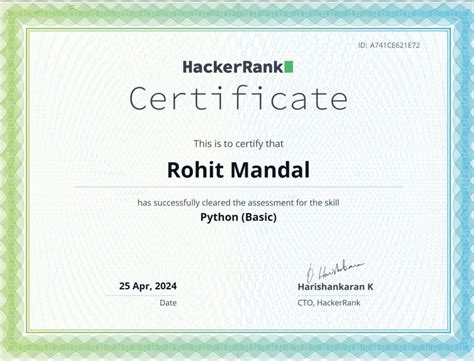 rohit mandal on linkedin python certification hackerrank professionalgrowth