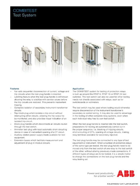 Rtxp18 Rtxp 18 Rk 926 115 Ad Test Switch Abb Manual Pdf