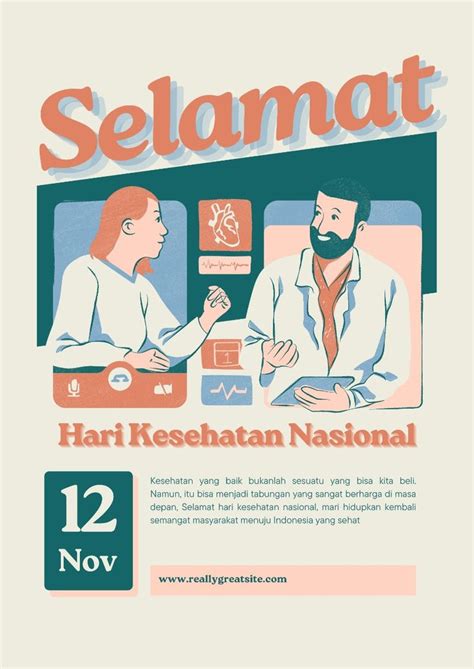Poster Ucapan Hari Kesehatan Nasional Ilustratif Template Canva Nel