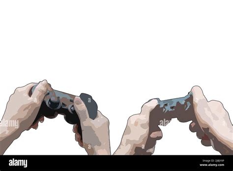 Illustration Of A Game Joystick In Their Hands Gamer Holding A Gamepad