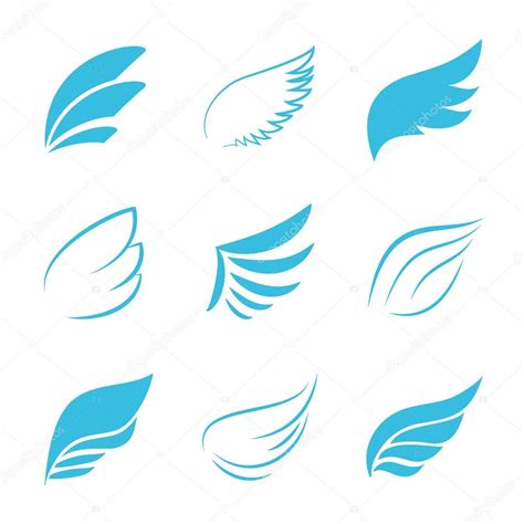 Variety Vector Blue Wings On White Background — Stock Vector © Mssa