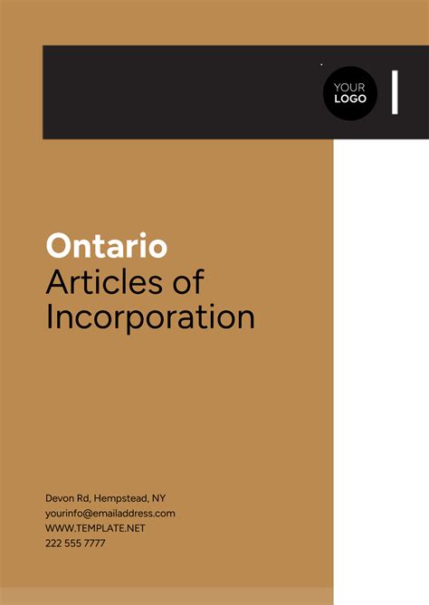 Free Ontario Articles Of Incorporation Template To Edit Online