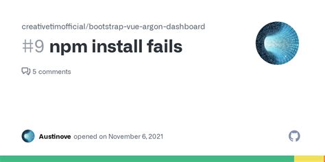 Npm Install Fails · Issue 9 · Creativetimofficialbootstrap Vue Argon Dashboard · Github