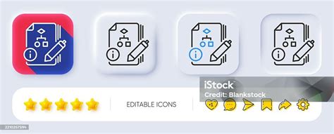 Documentation With Algorithm Line Icon Technical Instruction Sign Neumorphic Buttons Vector