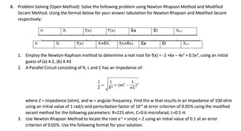 Solved B Problem Solving Open Method Solve The Following Chegg