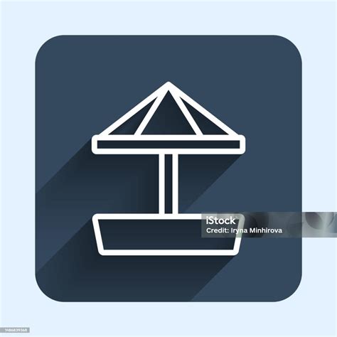 긴 그림자 배경으로 고립 된 모래와 우산 아이콘을 가진 아이들을위한 흰색 라인 샌드 박스 파란색 정사각형 버튼 벡터 0명에 대한 스톡 벡터 아트 및 기타 이미지 Istock