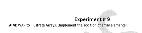 Solved Experiment 9 Aim Wap To Illustrate Arrays