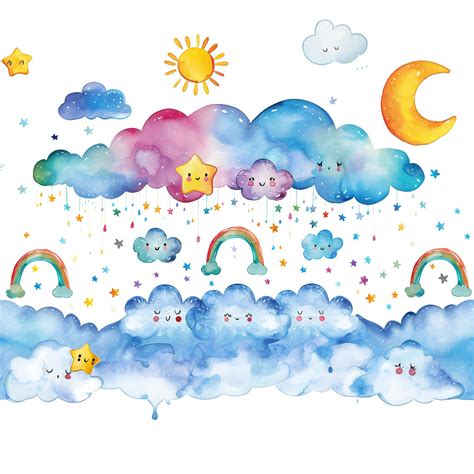Cute Cloud Border With Flowers Premium Ai Generated Image
