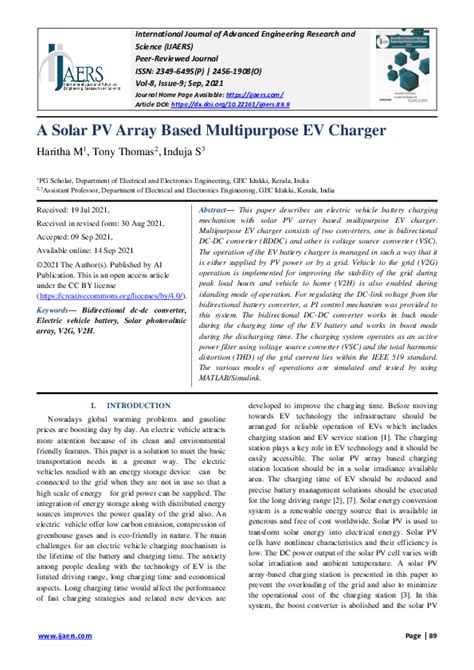 pdf a solar pv array based multipurpose ev charger